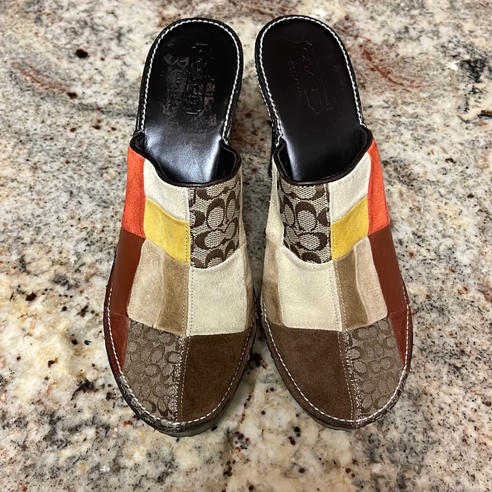 Coach Signature Heel Shoes Suede/Fabric/Leather - Gem